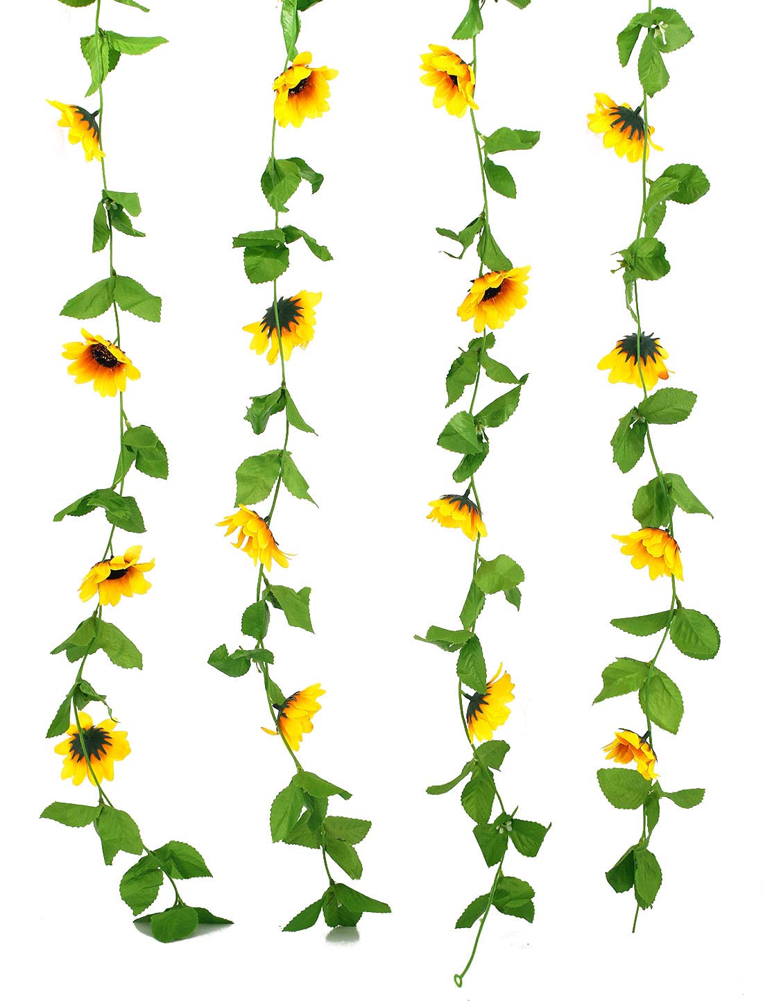 Charmly Pack of 2 Artificial Sunflower Garland Fake Silk Sunflower Vine Home Wedding Party Garden Decor Each Vine 12 Flower Heads Each 8 ft Long