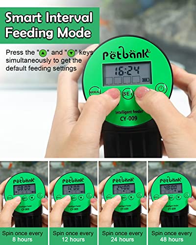 Petbank Automatic Fish Feeder - Rechargeable Timer Fish Food Dispenser with USB Charger Cable, for Aquarium or Fish Tank