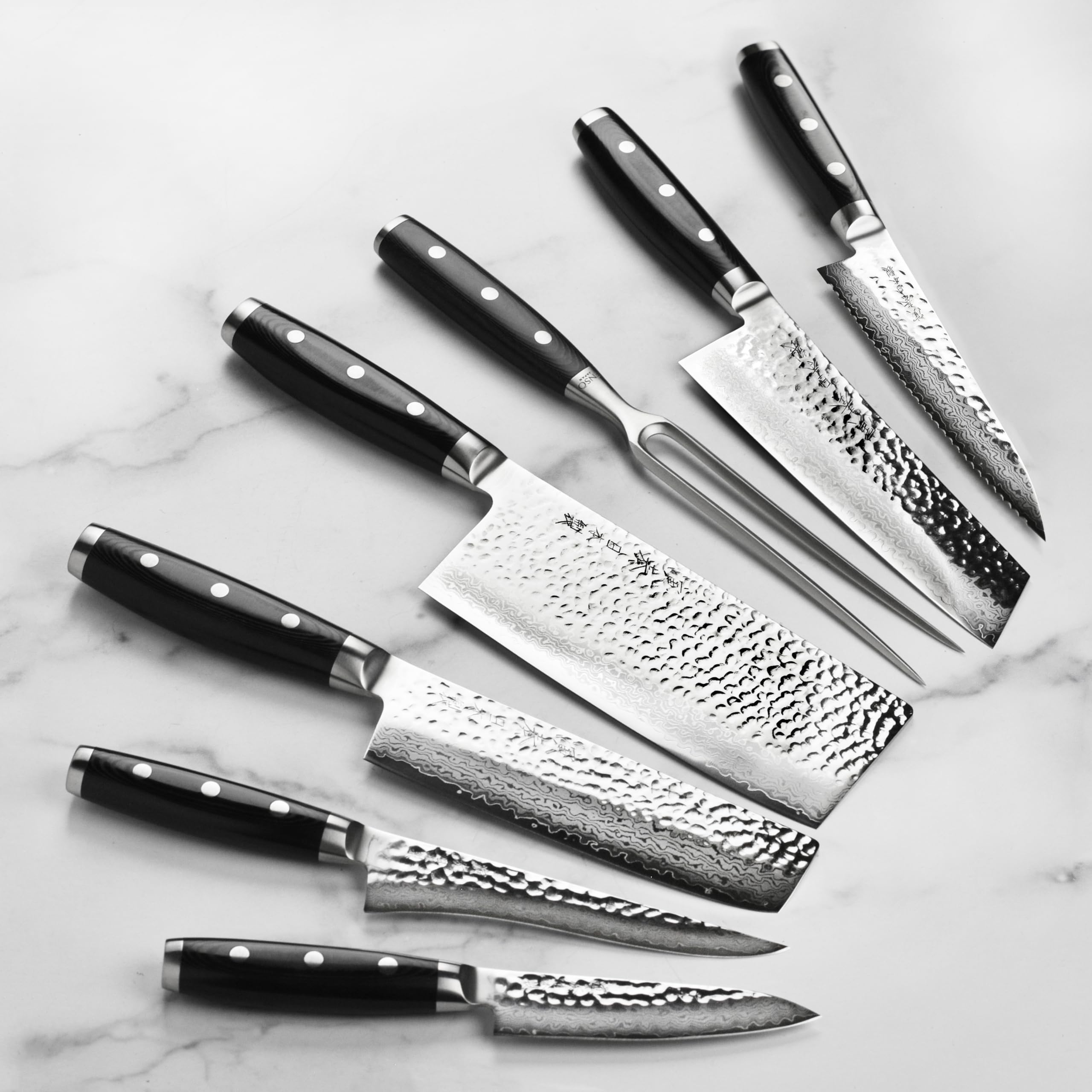 Enso Knife Set - Made in Japan - HD Series - VG10 Hammered Damascus Japanese Stainless Steel with Acacia Knife Block - 25 Piece