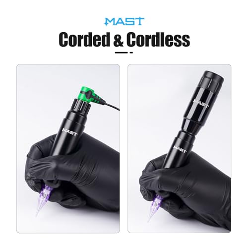 Mast Tour Tattoo Gun Kit, Wireless Rotary Tattoo Pen Machine Kit, 2 Tattoo Batteries Power Supply, 20Pcs Needles, Complete Tattoo Kit