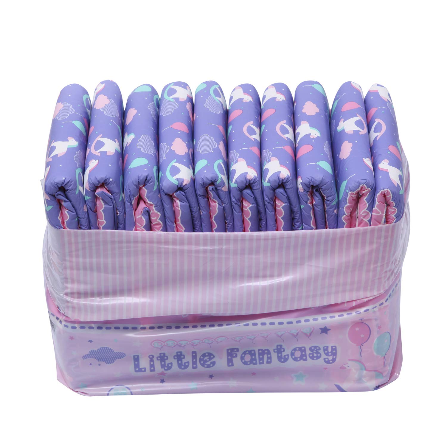 Littleforbig Adult Printed Diaper 40 Pieces (4 Packs) - Little Fantasy (Medium 28"-38")