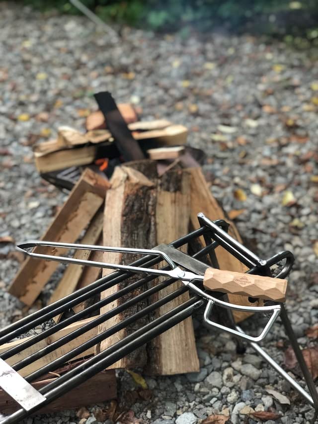 CAMPINGMOON Stainless Steel Fireplace Firewood Tongs MS-42