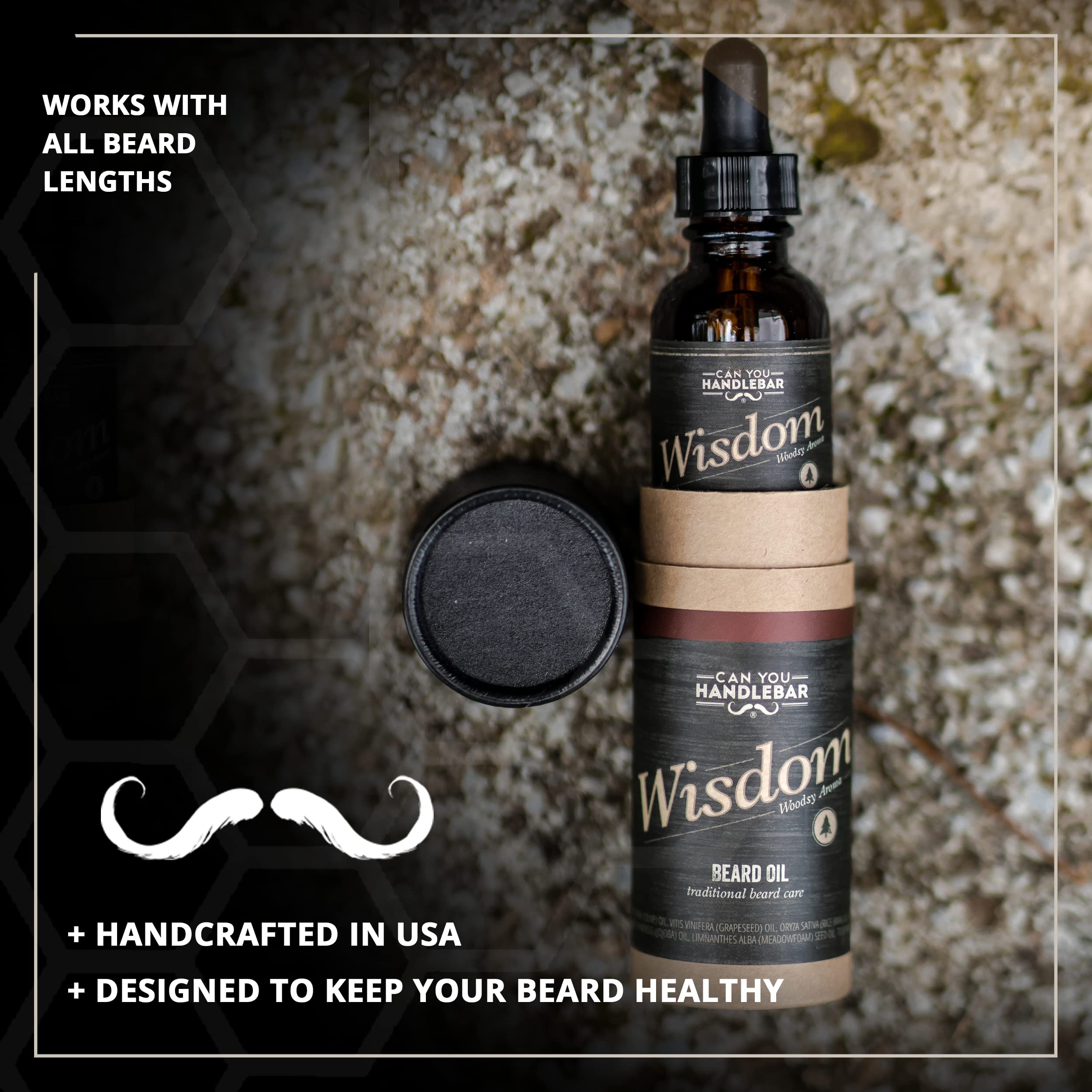 Can You Handlebar Beard Oil for Men, Natural Beard Care Conditioner Moisturizer Softener Grooming Product, Woodsy and Citrus Scent, 1oz Dropper Bottle