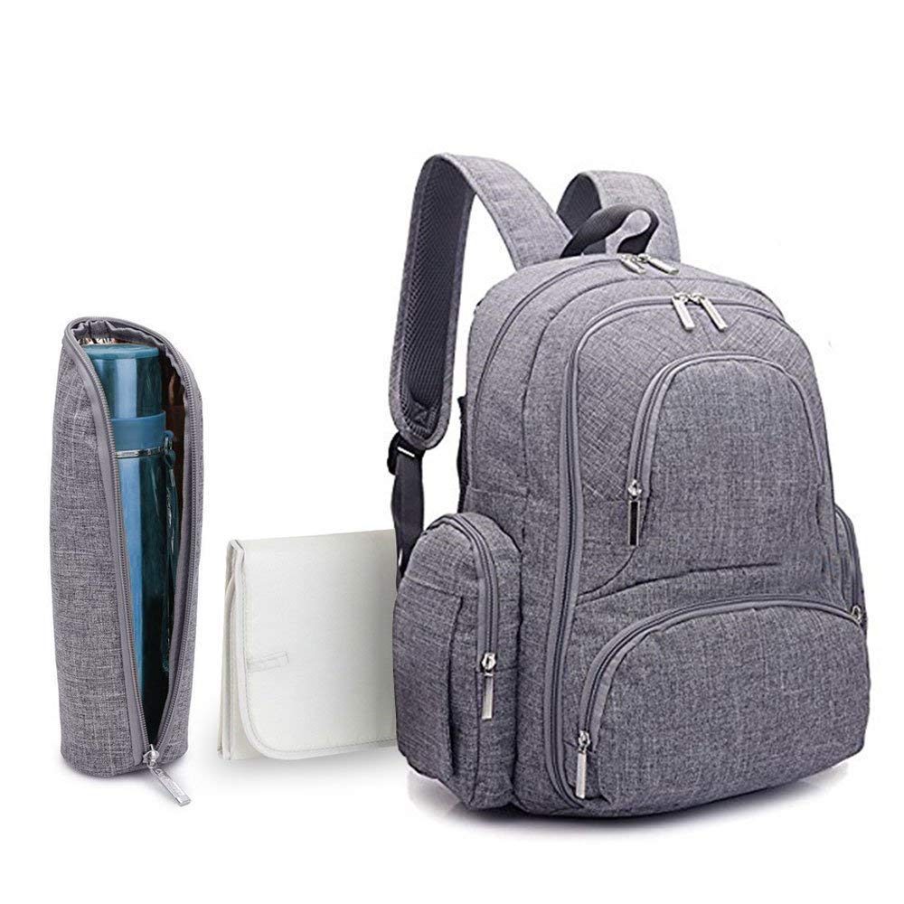 Skyla Homes Diaper Bag Backpack - Scratch Proof Baby Diaper Bag with Insulated Pockets, Large Water-Resistant Baby Bag, Multi-Functional Travel Knapsack (Grey)