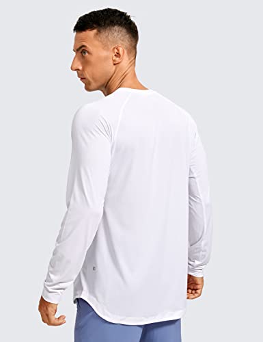 CRZ YOGA Men's Lightweight Long Sleeve Tee Running Shirts Athletic Workout Training Gym Quick Dry Tops White XX-Large