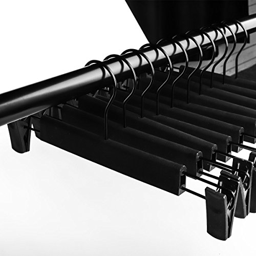 Guhmctt 10 Pack Pants Hangers with Adjustable Non-Slip Clips Anti-Rust Hanging Hook for Trouser,Skirts,Jeans,Clothes Hangers Black