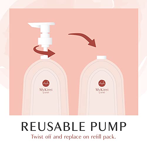 MyKirei By Kao Shampoo Refill with Japanese Tsubaki & Rice Water for Hair, 10.1 Fl Oz