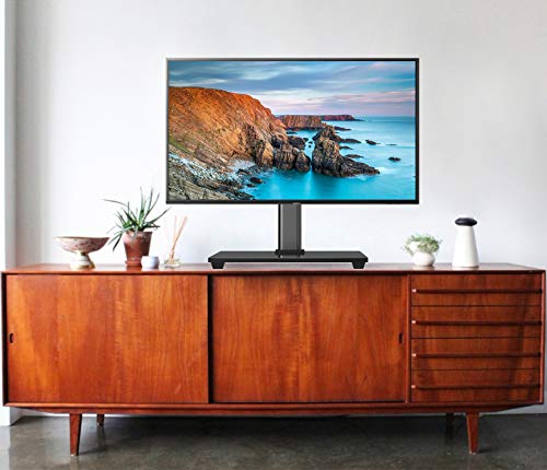 PERLESMITH Swivel Universal TV Stand/Base - Table Top TV Stand for 32-60 inch LCD LED TVs - Height Adjustable TV Mount Stand with Tempered Glass Base, VESA 400x400mm, Holds up to 88lbs PSTVS09