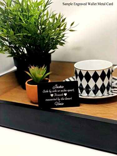 Personalized Message Engraved on Both Sides Metal Wallet Card - Anniversary for Men and Woman, Engraved Wallet Inserts, Love Note, Deployment, Boyfriend, Husband Wife (Black)