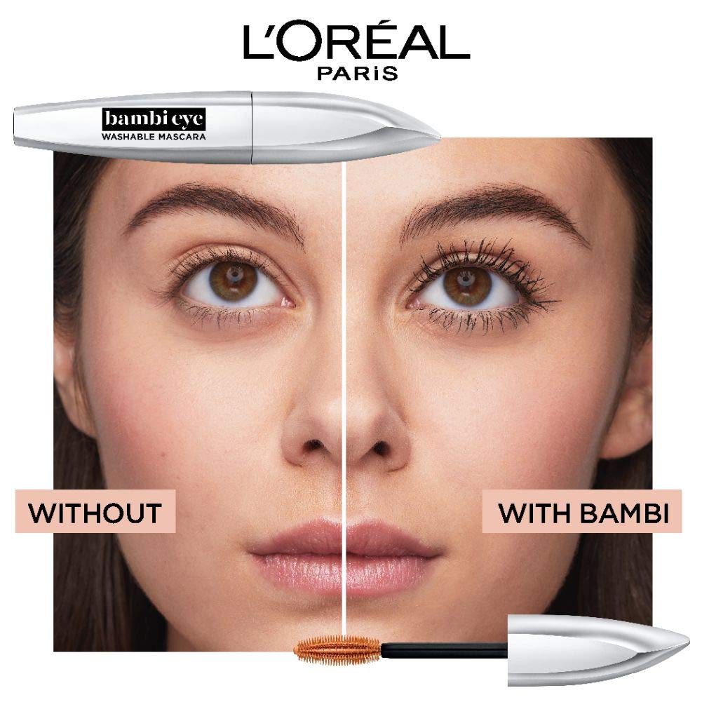 L'Oreal Paris Bambi Eye Mascara, Lasting Volume, Length & Lift, Doe-Eye Definition, No Clumping or Smudging, Waterproof, Black, 0.21 fl. oz.