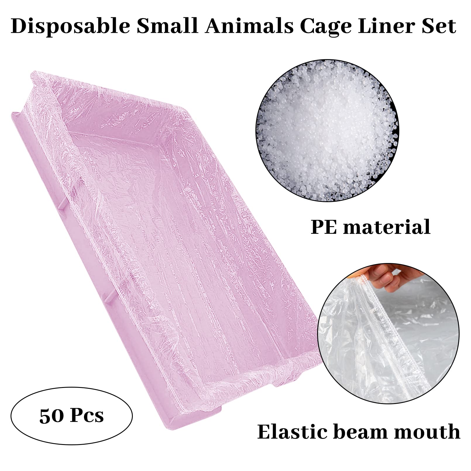 BNOSDM 50 PCS Disposable Rabbit Cage Liner Plastic Guinea Pig Cage Bedding Hamster Litter Pan Bags Universal Toilet Film for Bunny Ferret Chinchilla Hedgehog Small Animal