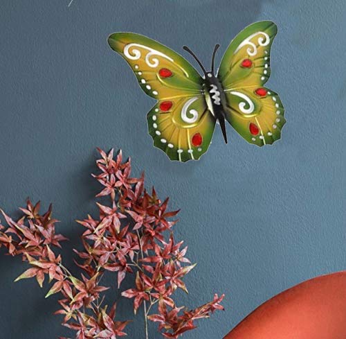 3D Metal Butterfly Wall Decoration Butterfly Wall Art for Garden Decor Wall Hanging Insert Decoration (Yellow)