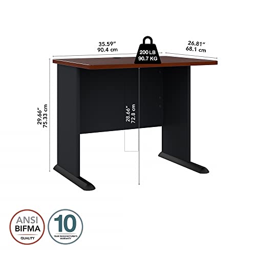 Bush Business Furniture Series A 36W Desk in Hansen Cherry and Galaxy,Black and Brown