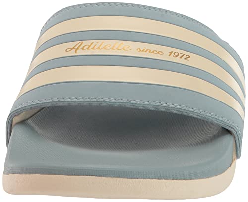 adidas Unisex Adilette Comfort Slide Sandal, Magic Grey/Wonder White/Gold Metallic, 19 US Women
