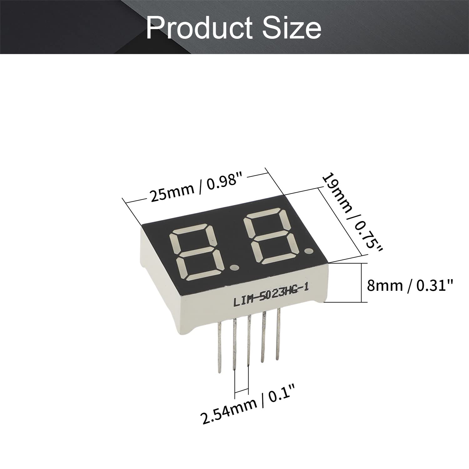 Othmro 5pcs Common Cathode LED Display Digital Tube 2 Bit 7 Segment Black 10Pin with a Good Uniform Light Output
