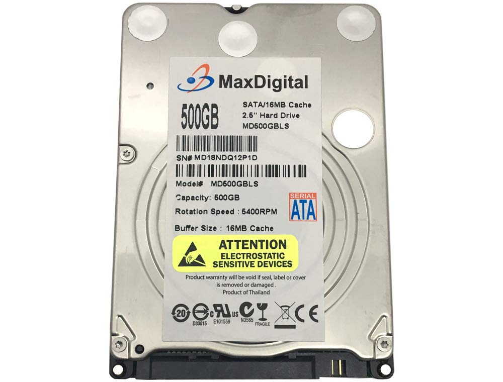 MaxDigital 500GB 5400RPM 16MB Cache SATA 6Gb/s 7mm 2.5in Notebook/Mobile Hard Drive (MD500GLSA1654S) - 2 Year Warranty