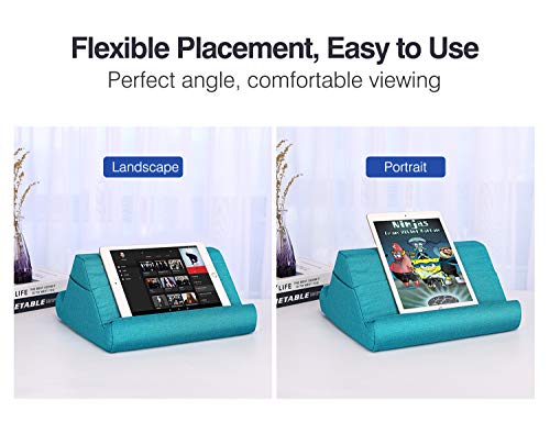 MoKo Tablet Pillow Holder, Pillow for iPad Multi-Angle Soft Tablet Stand Up to 12.9" for Xmas Gift, eReader, Fit with iPad 9, iPad Mini 6,iPad 10th, iPad Pro 11/12.9 2022,Galaxy Tab S9/S9+,Sea Blue