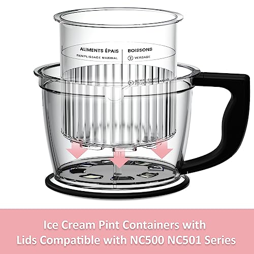 Benewid Creami Pints and Lids - 4 pack, Containers Replacement for Ninja Kitchen Ice Cream Makers NC500 NC501 Deluxe Series, Pint Ice Cream Containers, BPA-Free Dishwasher Food Storage Containers