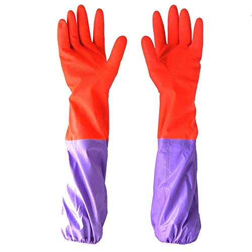 PINVNBY Fish Tank Gloves Aquarium Water Change Tools Dry Rock for Saltwater Aquariums - Elastic Forearm Seals & Prevents Leaks - Heavy-Duty Construction 19.3-Inch (1 Pair)