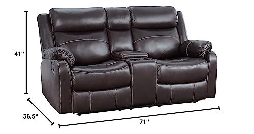 Homelegance Yerba 70" Microfiber Double Reclining Loveseat W, Dark Brown