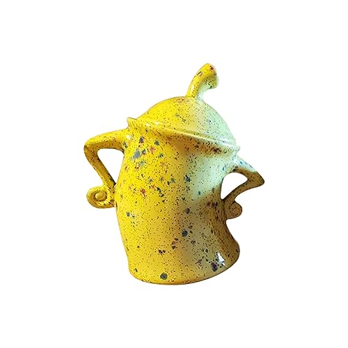 Canister with Attitude,Cute Cafe Sassy Canister,Airtight Ceramic Kitchen Storage Canisters for Food with Lids,Perfect for Coffee Tea Sugar Spices and More Food Jars (yellow)