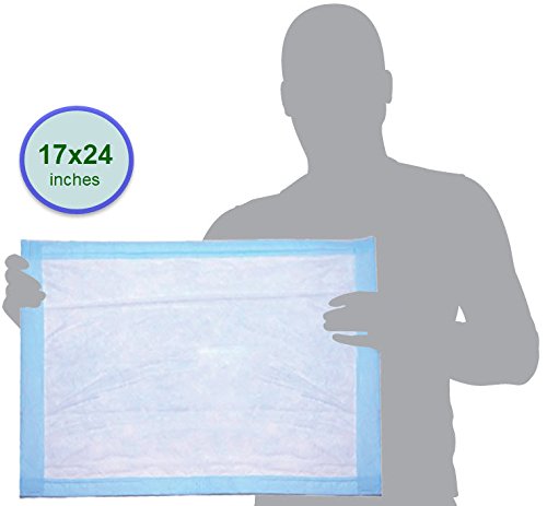 Disposable Baby Changing Pad Liner - Economy Pack 50 Count (17 x 24 Inch) - Waterproof Absorbent Blue Hospital Underpad for Incontinence with Moisture Protector - Small Chux by BrightCare