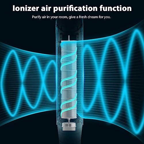 Antarctic Star Tower Fan 360°Oscillating Fan Quiet Cooling 24H Timer Remote Control Powerful Standing 8 Wind Speed 3 Wind Modes Ionizer Mode Bladeless Portable LED Display,Bedroom Office 40-Inch BLACK