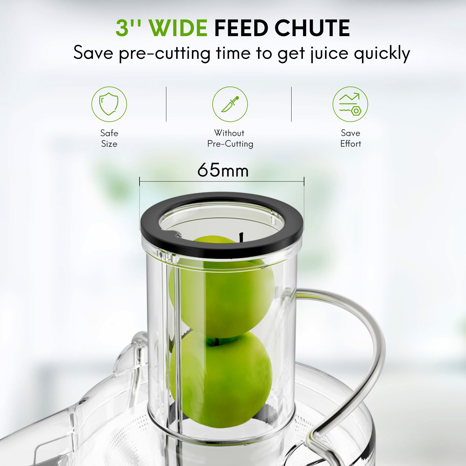 650W 3 Speeds Juicer Machines Vegetable and Fruit, Healnitor Centrifugal Juice Extractor with Wide 3β Feed Chute, Easy to Clean, BPA-Free Compact Centrifugal Juice Maker, White