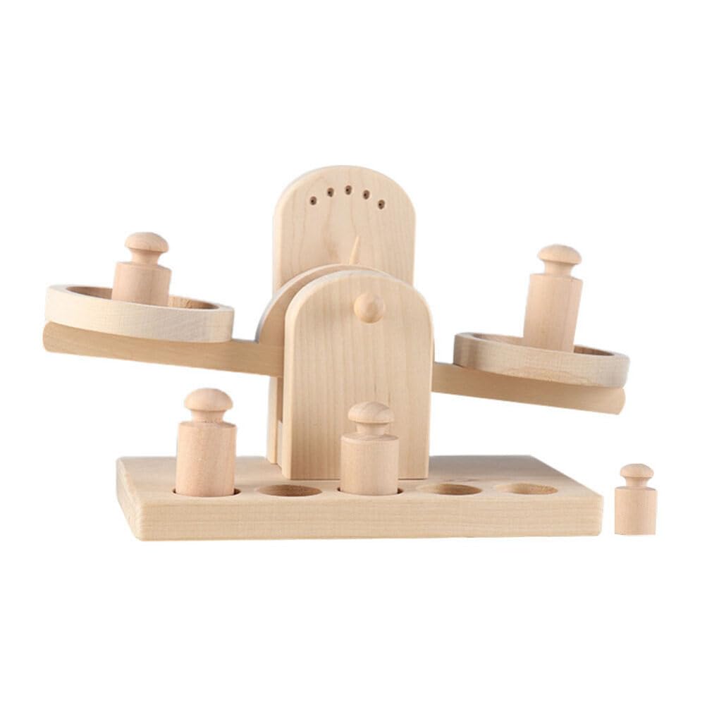 iplusmile Wooden Scale Wooden Montessori Math Materials Weighing Scale Set Preschool Educational Learning Tool 1 Set