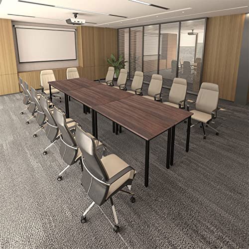 Bonzy Home Conference Tables 14ft Office Computer Desk for Meeting Room Study Writing Printer Table Office Computer Desk for 16 People Save Space Design Rustic Vintage Walnut 6PCS (165.3"x47.2"x29.5")