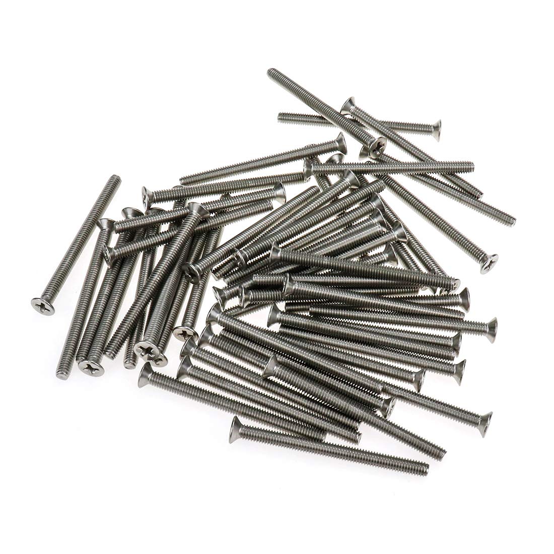 Xiaoyztan M4x50mm Phillips Countersunk Head Machine Screws Stainless Steel 304 Full Thread Metric Standard Mounting Hardware Fasterning Accessories, Pack of 50