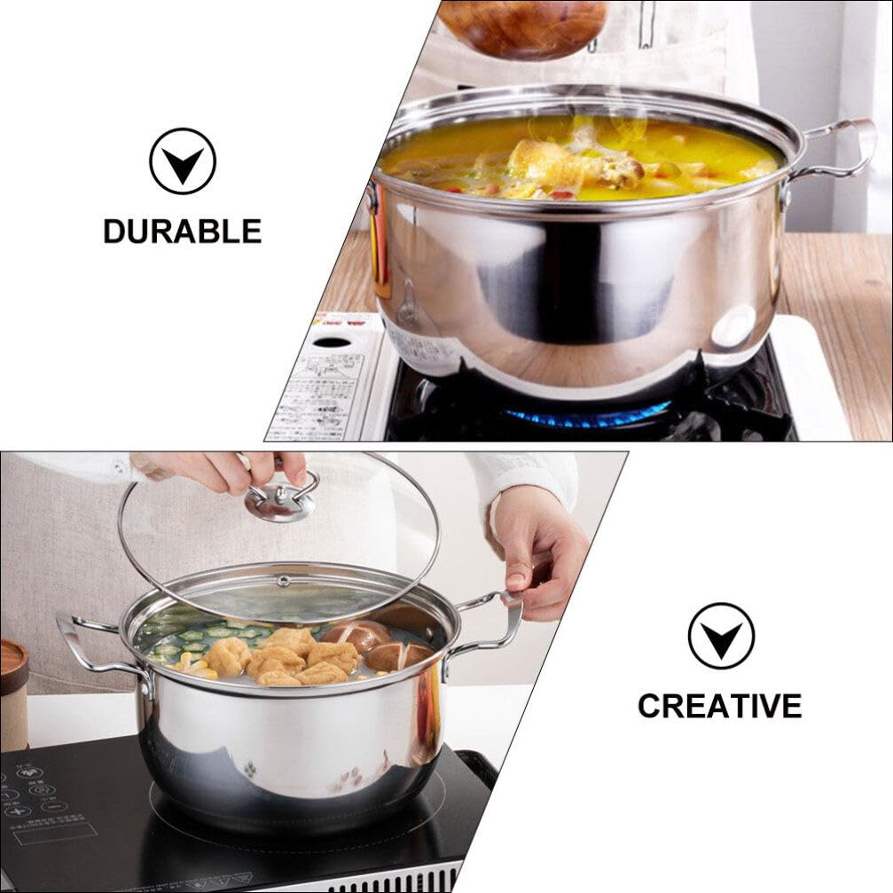 ABOOFAN Stainless Steel Stockpot with Glass Lid,Pasta Soup Pot for Cooking Simmering Soup Stew, Heavy Duty Cookware for Induction 18cm