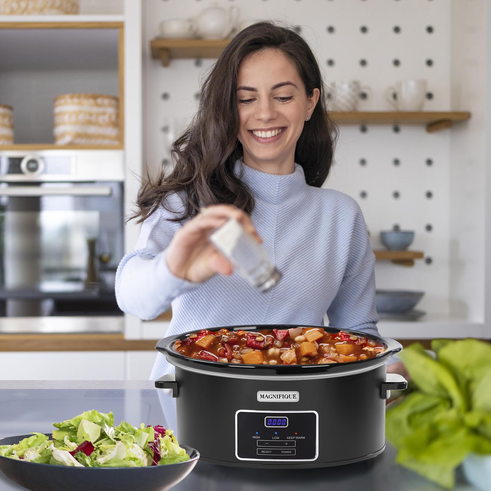 HOMECOOKIN 4-Quart Slow Cooker with Casserole Manual Warm Setting - Perfect Kitchen Small Appliance for Family Dinners, Dishwasher Safe Crock, Red