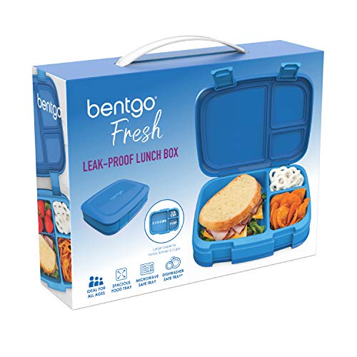 Bentgo Fresh – Leak-Proof, Versatile 4-Compartment Bento-Style Lunch Box with Removable Divider, Portion-Controlled Meals for Teens and Adults On-The-Go – BPA-Free, Food-Safe Materials (Blue)