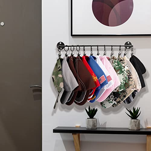CAPHONT Hat Wall Rack Cap Organizer 2 Pack Baseball Hat Racks Display Holder with 24 Detachable Metal Clips Hooks Baseball Cap Display Wall Mounted