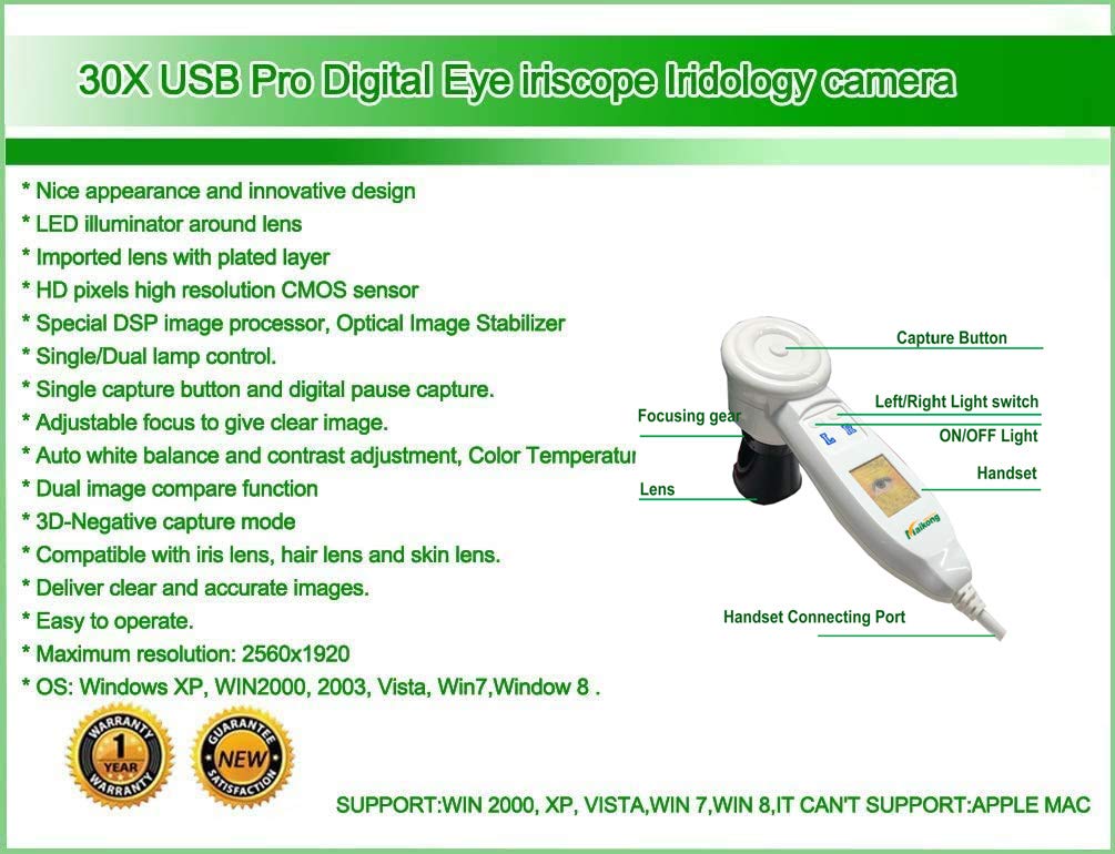 Iriscope Iridology Camera 5.0 MP LED Light Iris Analyser Iridoscope iriscopio