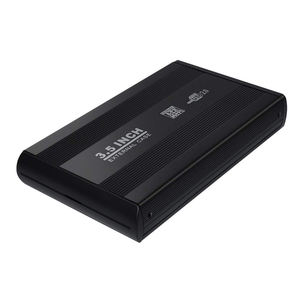 3.5 inch HDD External Case USB 2.0 to SATA External 3.5 Hard Drive Enclosure Disk for 3.5 SATA HDD External Storage Box with Aluminum Case (USB2.0-Black)