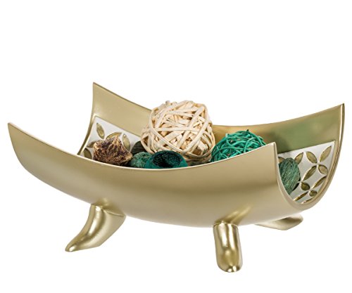 Creative Scents Schonwerk Diamond Lattice Decorative Bowl Table Centerpiece - Home Decor for Living Room, Centerpieces for Dining Room and Coffee Table (Gold & White)
