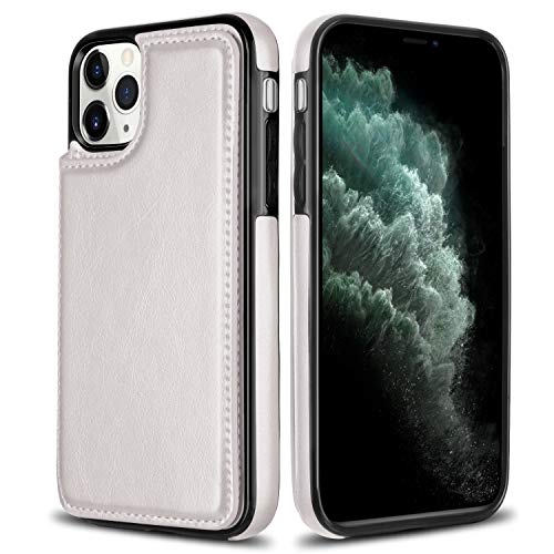 HianDier Wallet Case for iPhone 11 Pro MAX Slim Protective Case with Credit Card Slot Holder Flip Folio Soft PU Leather Magnetic Closure Cover for 2019 iPhone 11 Pro Max, White