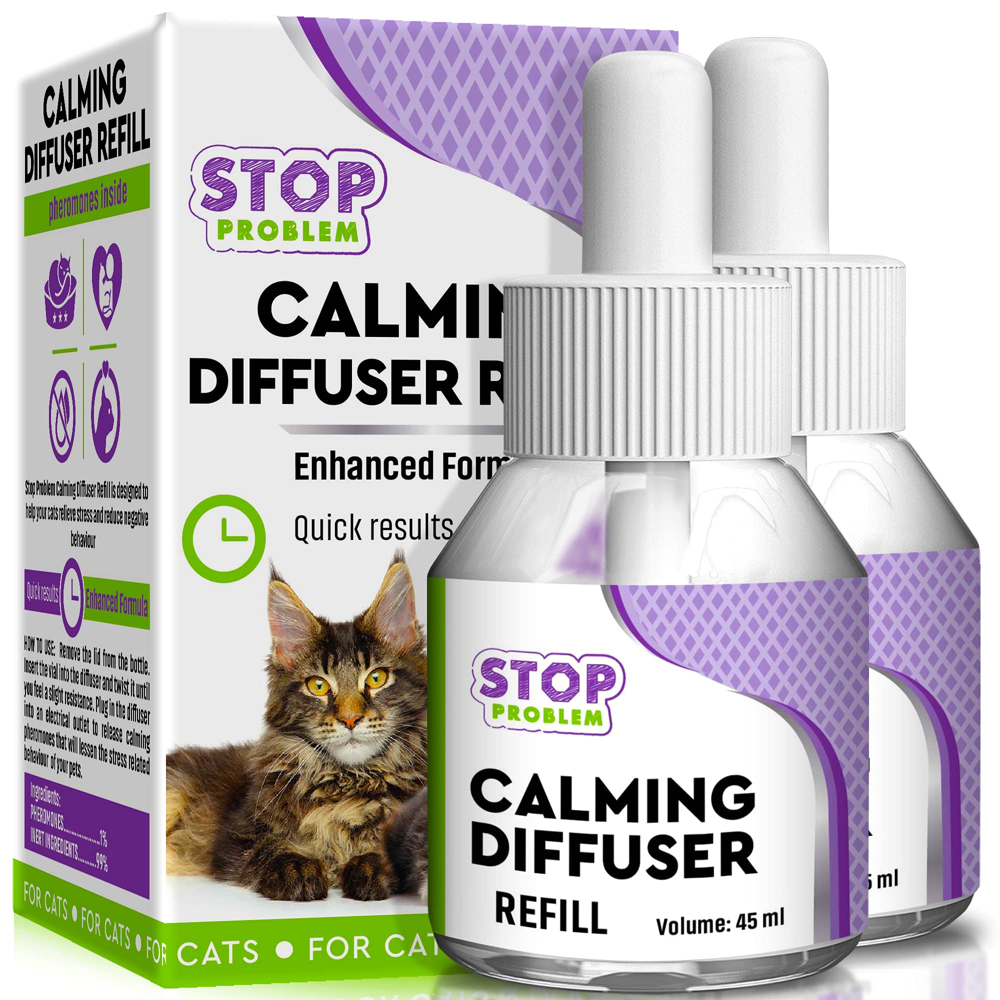 Beloved Pets Pheromone Calming Diffuser Refill 2 Pack for Cats with Long-Lasting Relax Effect - Enhanced Formula of Anxiety Relief - Stress Prevention for Pets (Diffuser not Included)