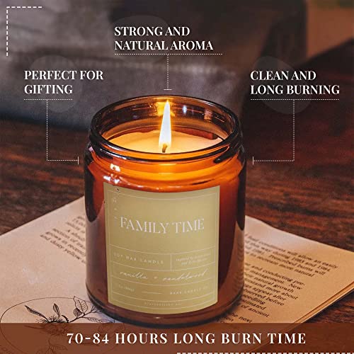 Blessed Is She - Sandalwood & Vanilla Scented Glass Candle Jar with Lid - 7.2 Oz | 100% NaturalĀ Soy Wax with Wood Wick Candles | 70-84 Hours Long Burning Candles for Home Scented