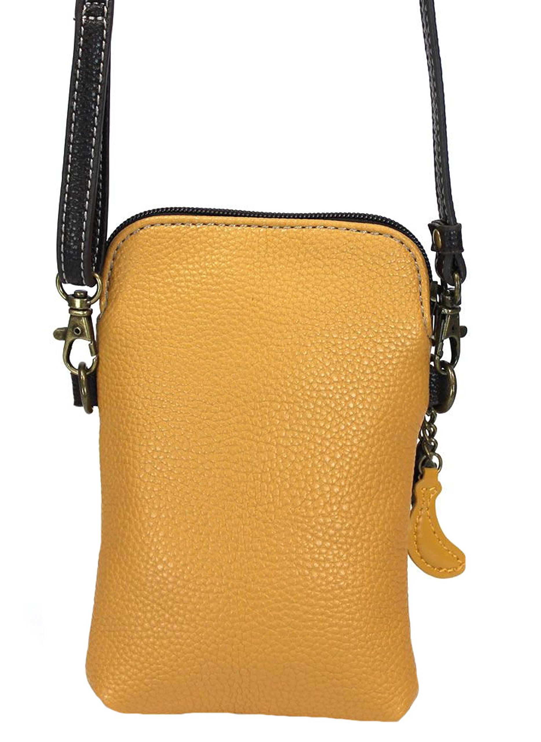 Chala Group Monkey Cellphone Crossbody Handbag - Convertible Strap, Yellow, 5" x 7.5" x 1"