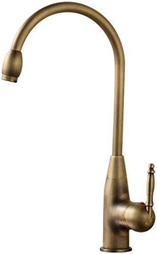 Bathtub Faucet Antique Brass Kitchen Faucet Retro Brushed Kitchen Water Tap 360 Degree Rotation Sink Tap Single Lever Mixer Tap Kitchen Sink Faucet Made of Brass