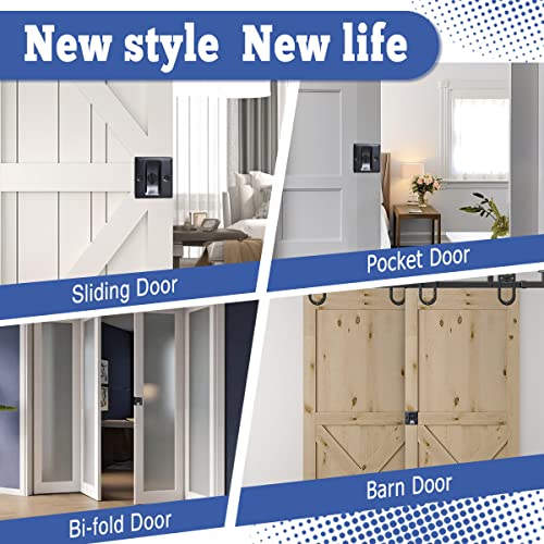 HOMOTEK Privacy Sliding Door Lock with Pull - Replace Old Or Damaged Pocket Locks Hardware Quickly and Easily, 2-3/4βx2-1/2β, for 1-3/8β Thickness Door, Black