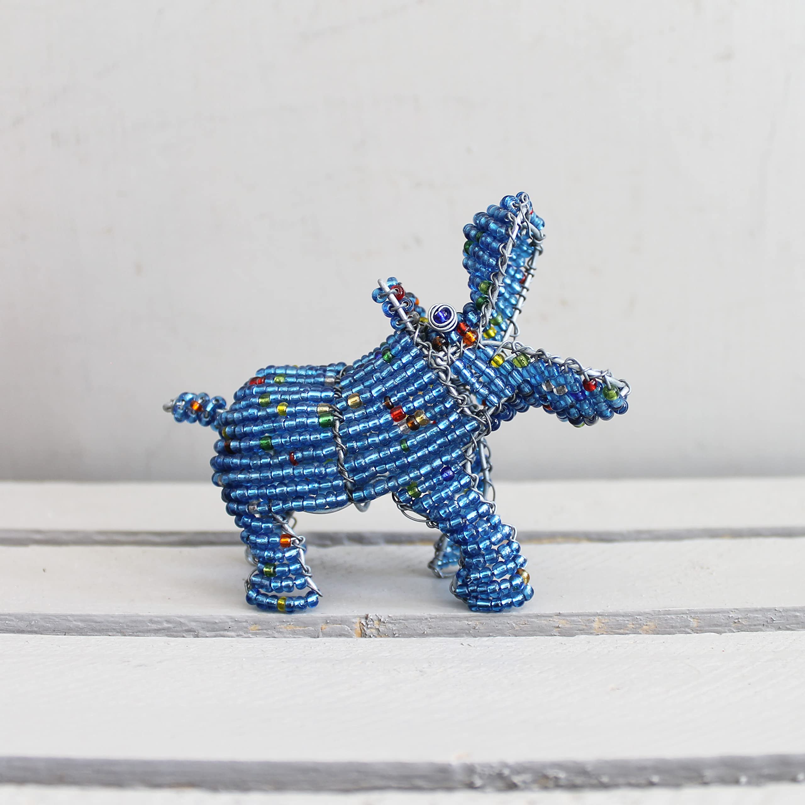 3.5'' 5'' Small Africa Wire and Beads Blue Hippo Hand Made Home Decor Great African Gift South Africa Beaded Animal H