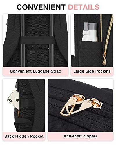 BAGSMART Backpack for Women & Electronics Organizer Set, College Must Haves, Travel Essentials for Women, Black