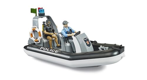Bruder 62733 bworld Police Boat with Rotating Beacon Light, 2 Figures and Accessories