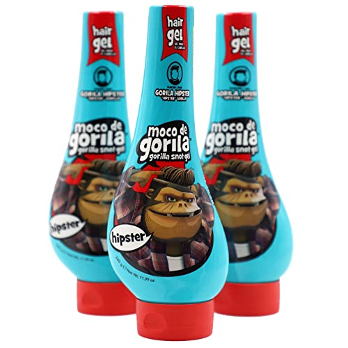 Moco de Gorila Hipster Hair Gel | Trendy Hair Styling Gel with Long-lasting Hold, Gorilla Snot Gel is the Ultimate Hair Gel to create any Hipster Mainstream Hairstyle; 11.9 oz Squizz Bottle (3 Pack)