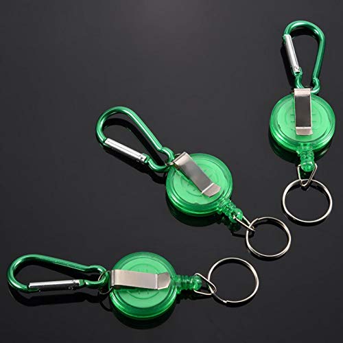3PCS Fishing Tool Nylon Rope Plug Retractable Ring Reel Holder Key Chain Hand Rope Hanging Buckle(green)
