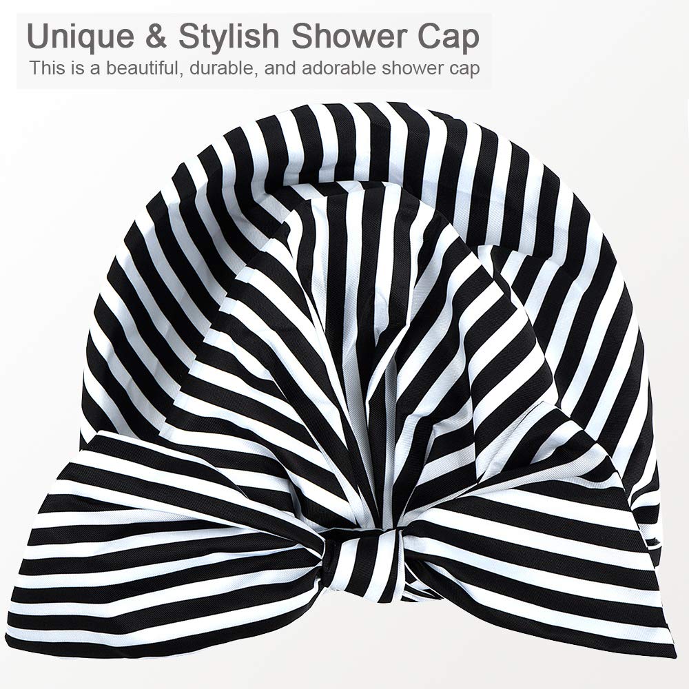 VVolf Shower Cap for Women Hair Caps for Shower Reusable Shower Cap for Long Hair Large Turban Shower Cap for Braids Black
